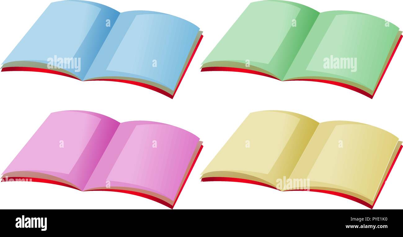 Four books with different color pages illustration Stock Vector Image ...