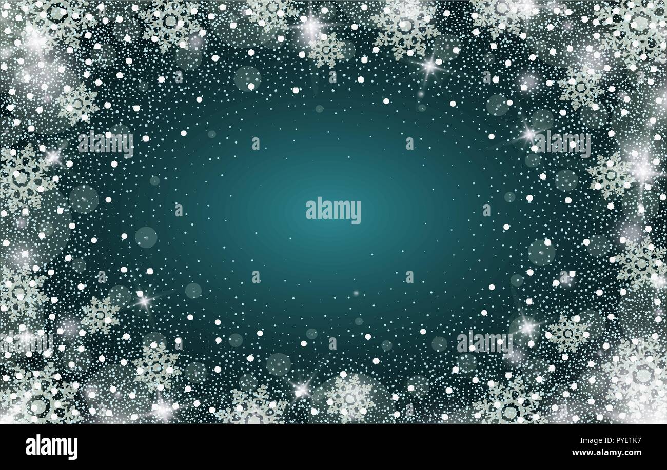 Snow frost Effect . Abstract bright white shimmer lights and snowflakes ...