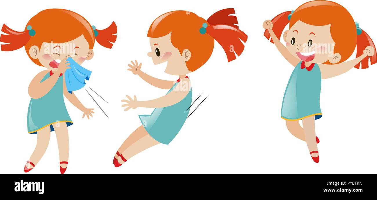 Girl in three different actions illustration Stock Vector Image & Art ...