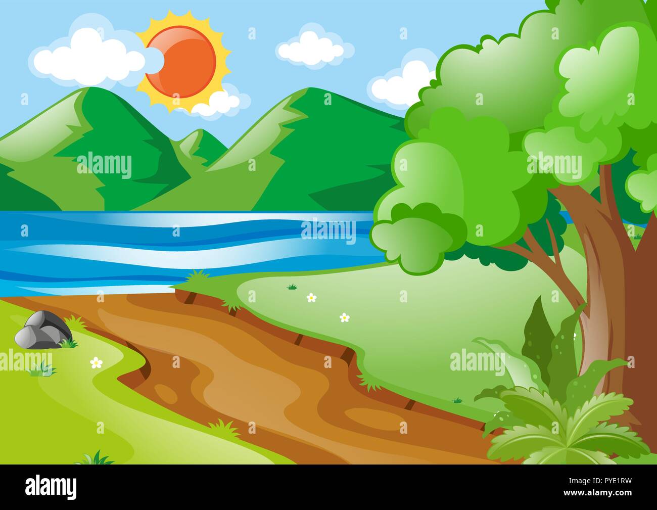 Nature scene river road Stock Vector Images - Alamy