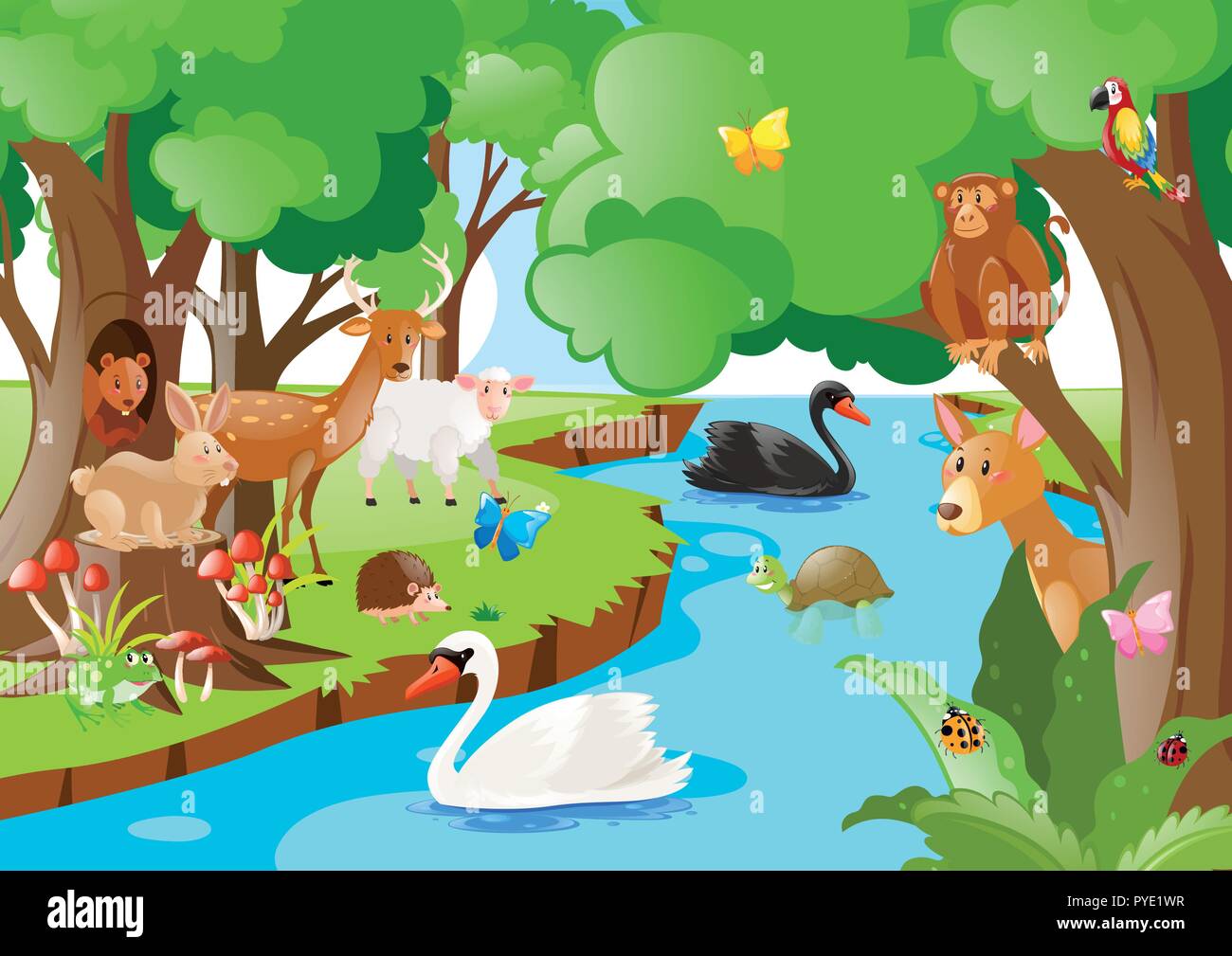 Forest scene with animals Stock Vector Images - Alamy Forest scene with animals Stock Vector Images - Alamy
