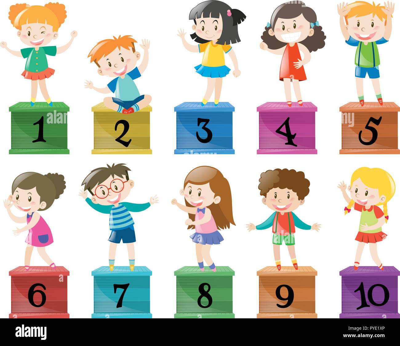 Children and number one to ten illustration Stock Vector Image & Art ...