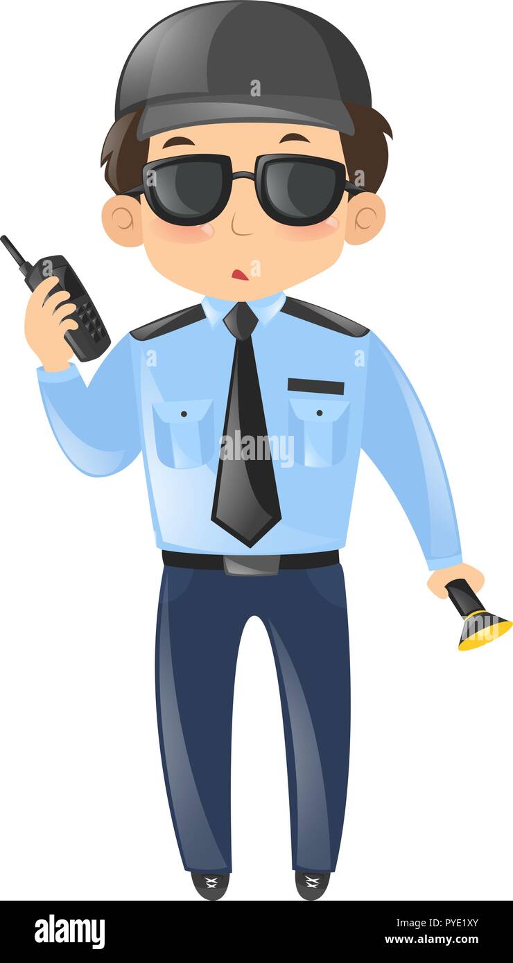 Security guard in blue uniform illustration Stock Vector Image & Art ...
