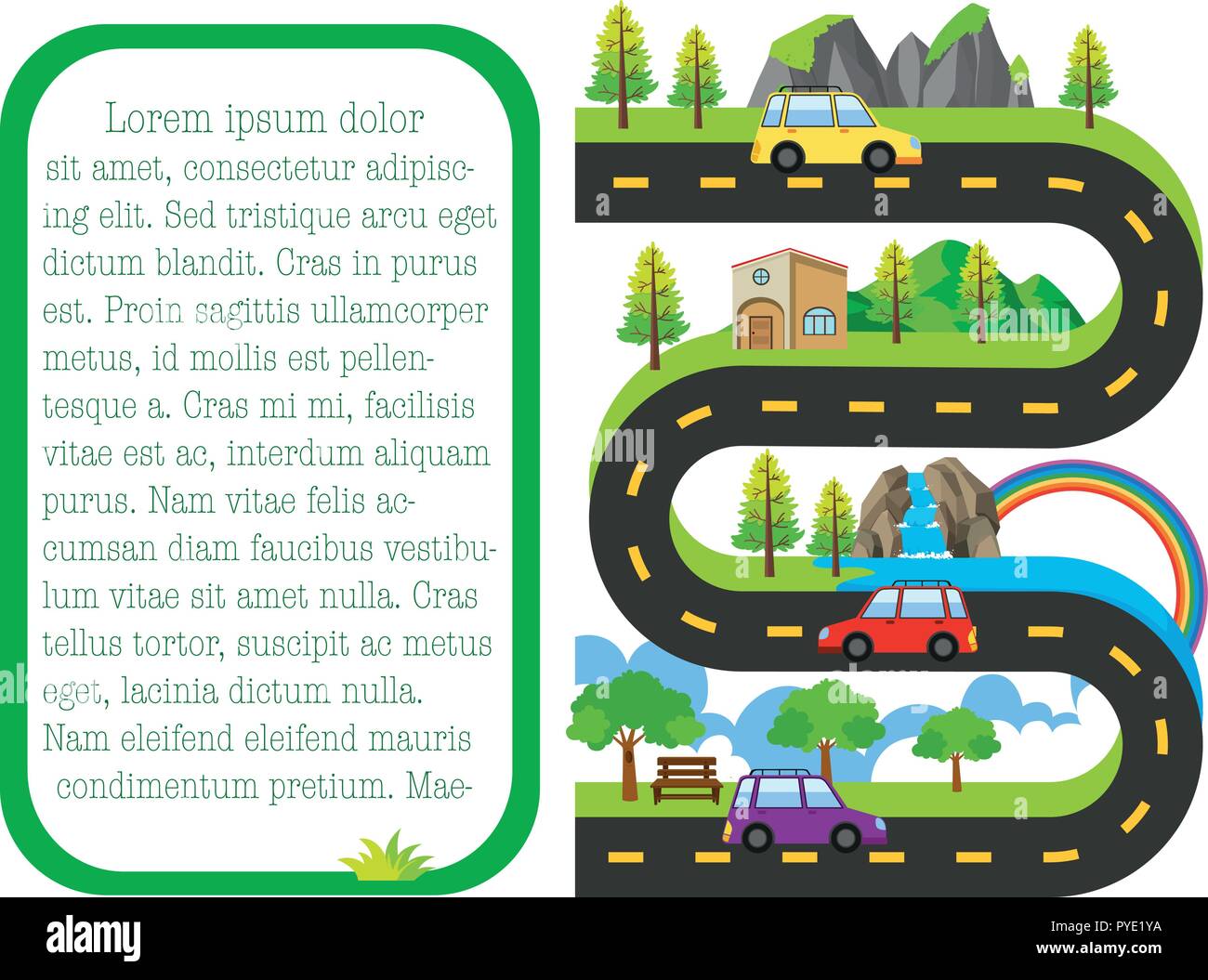 Road map with cars on the road illustration Stock Vector Image & Art ...