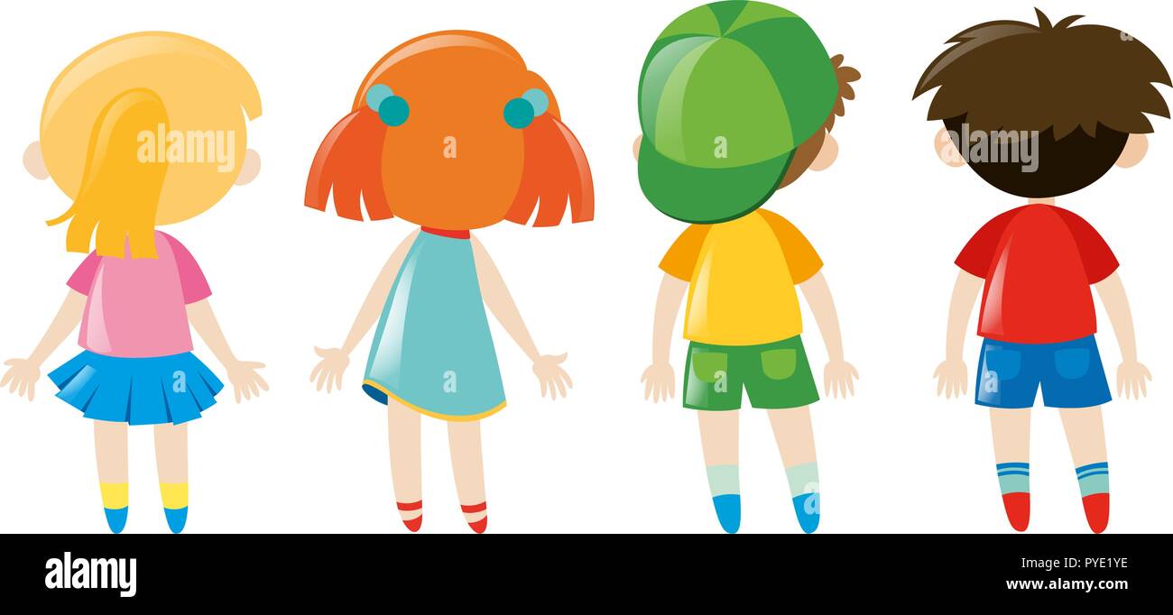 Back of boys and girls illustration Stock Vector Image & Art - Alamy