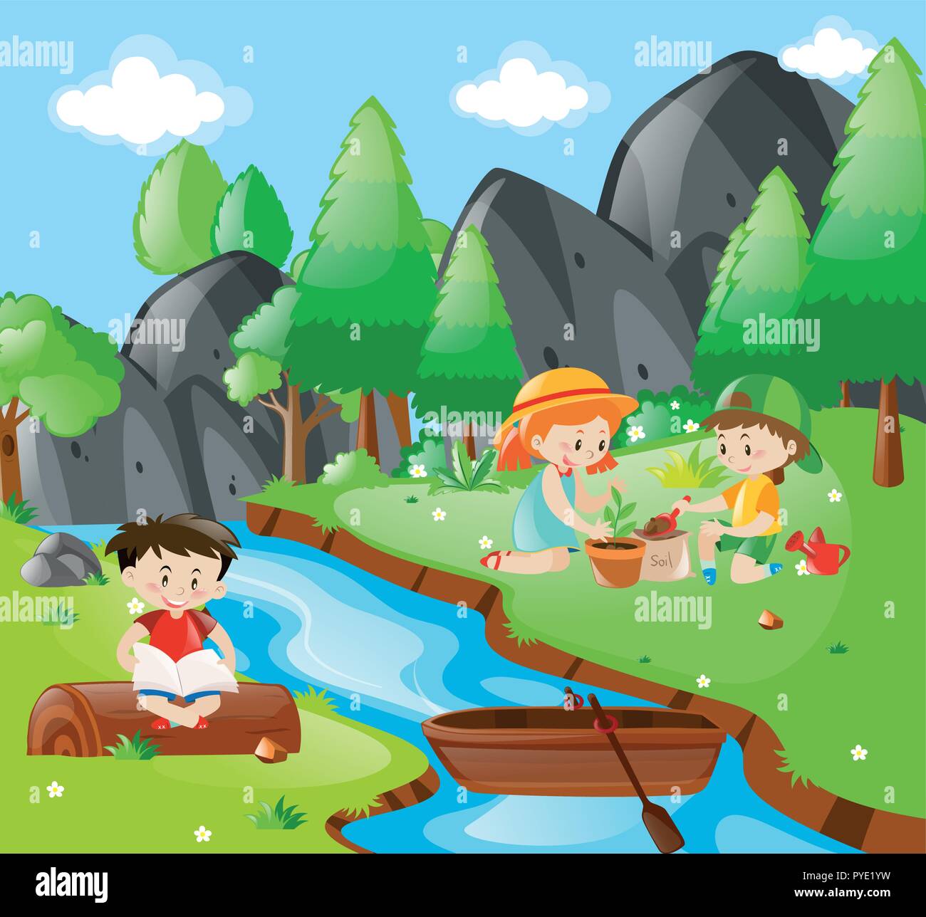 Children Forest Illustration