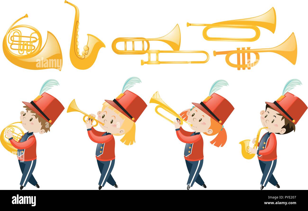 Set of children playing musical instruments illustration Stock Vector ... Set of children playing musical instruments illustration Stock Vector ...
