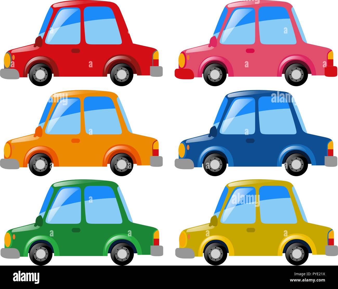 Cars in six different colors illustration Stock Vector Image & Art - Alamy