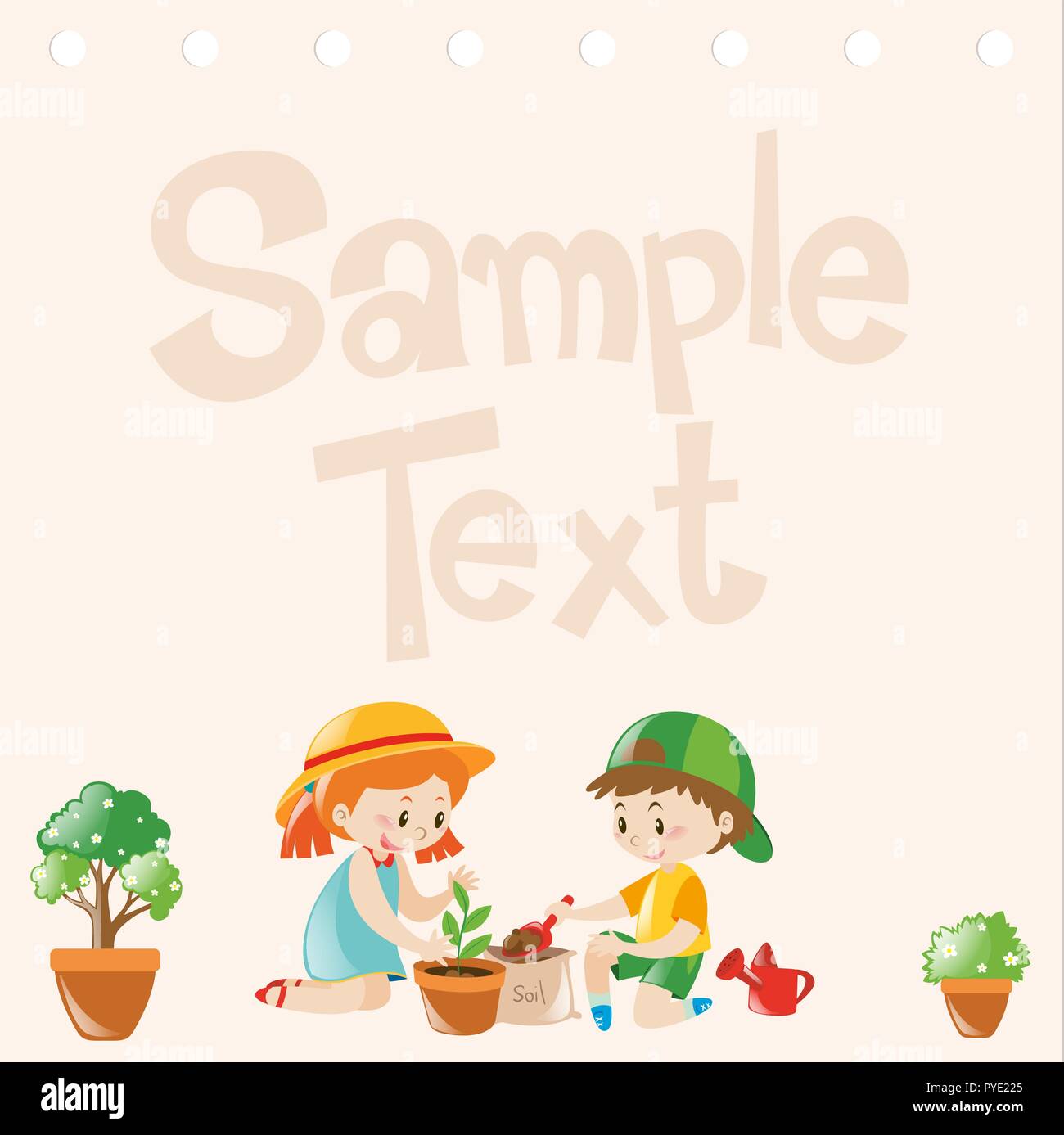 Paper design with kids planting trees illustration Stock Vector Image ...