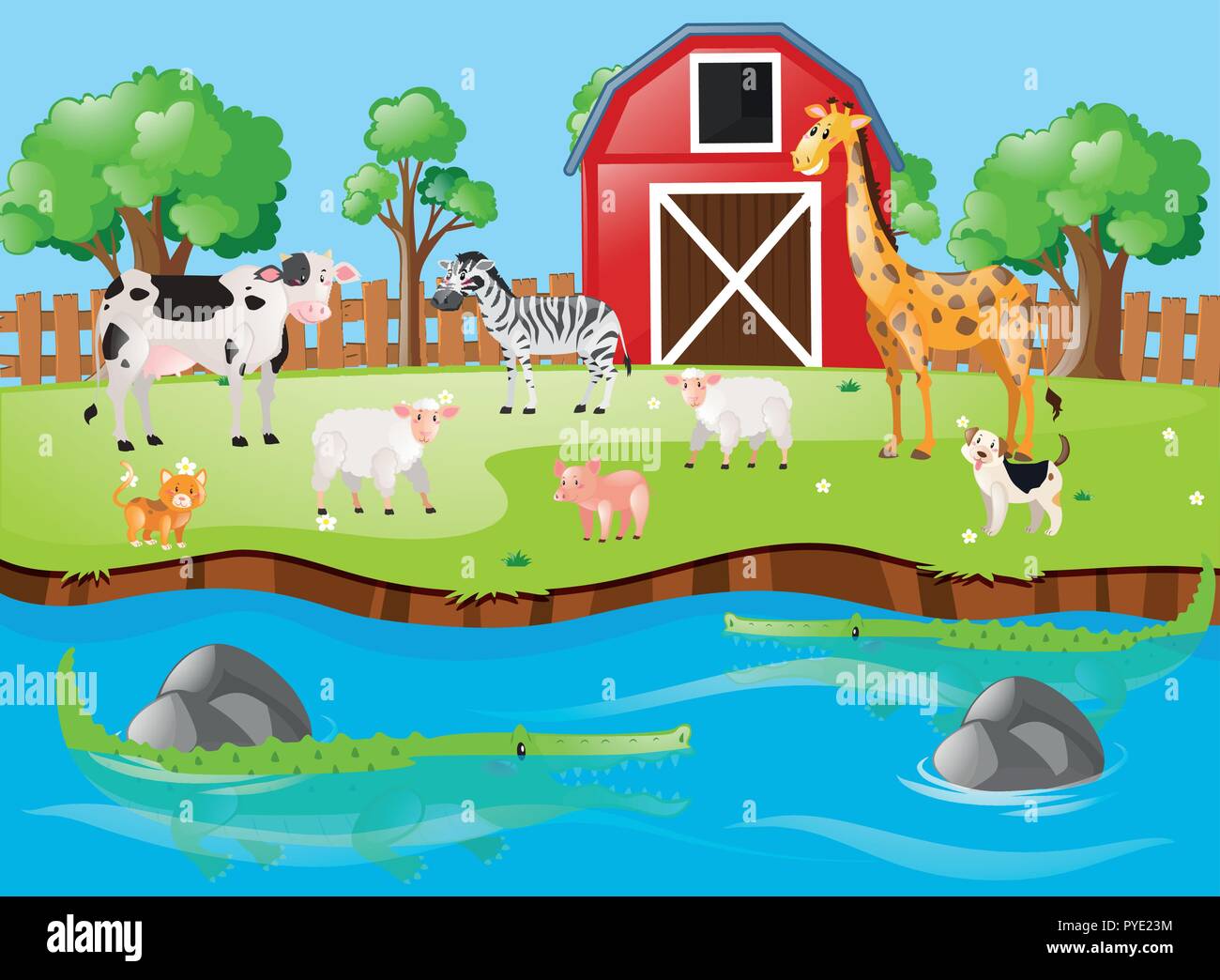 Many animals by the river illustration Stock Vector Image & Art - Alamy