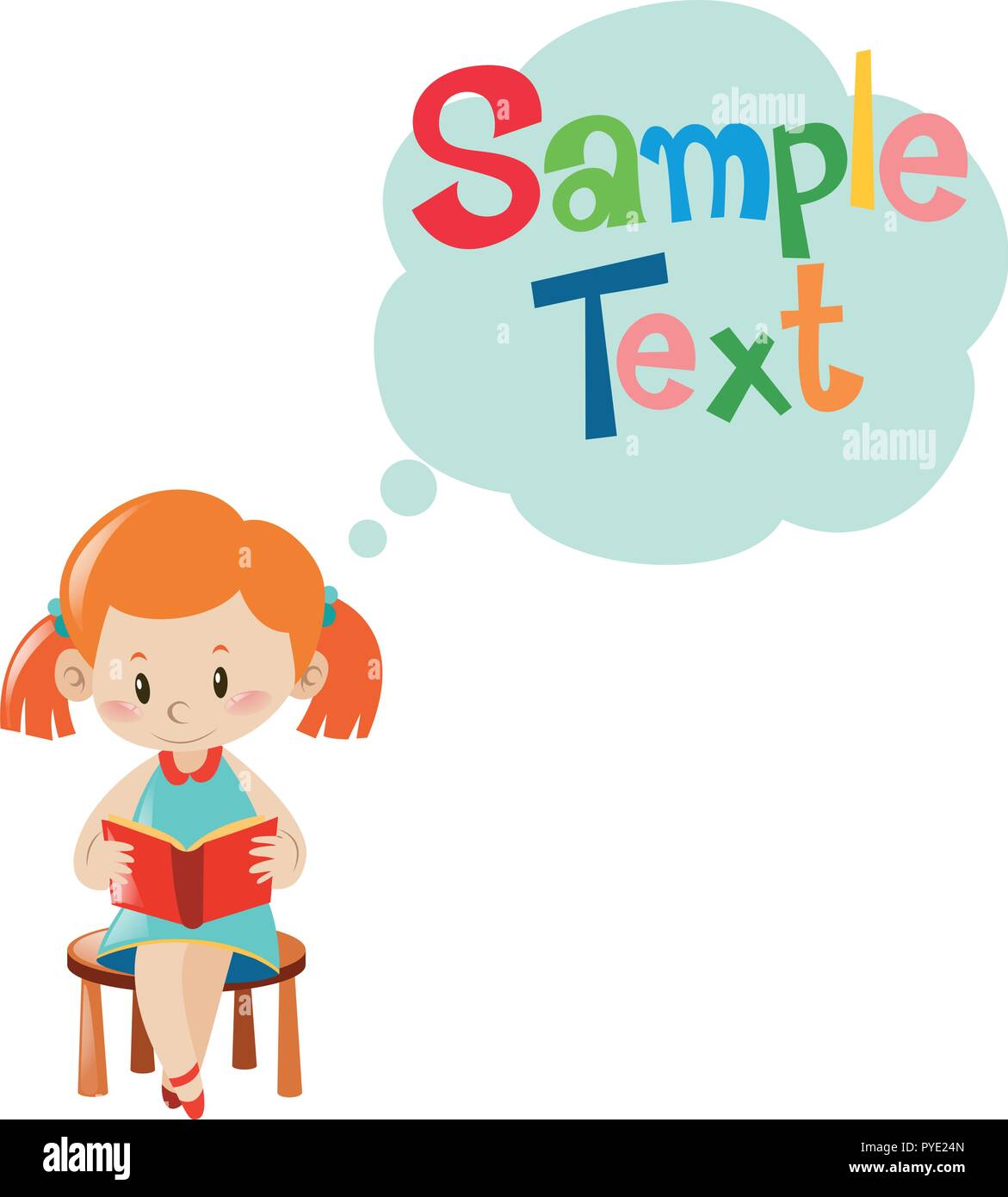 Sample text template with girl reading illustration Stock Vector Image ...