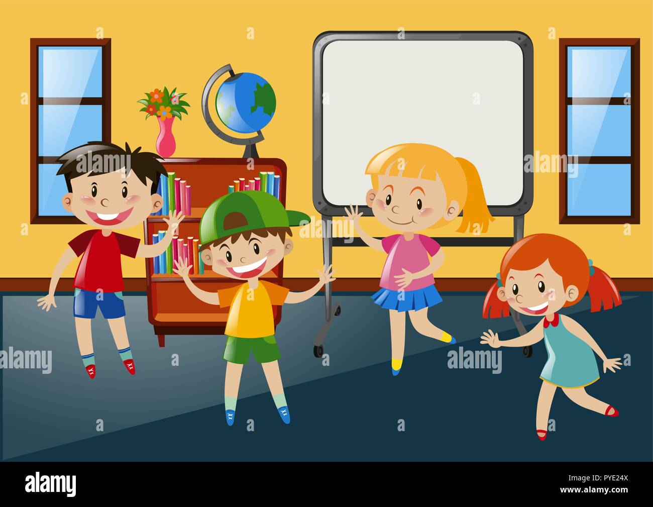 Students having fun in classroom illustration Stock Vector Image & Art ...