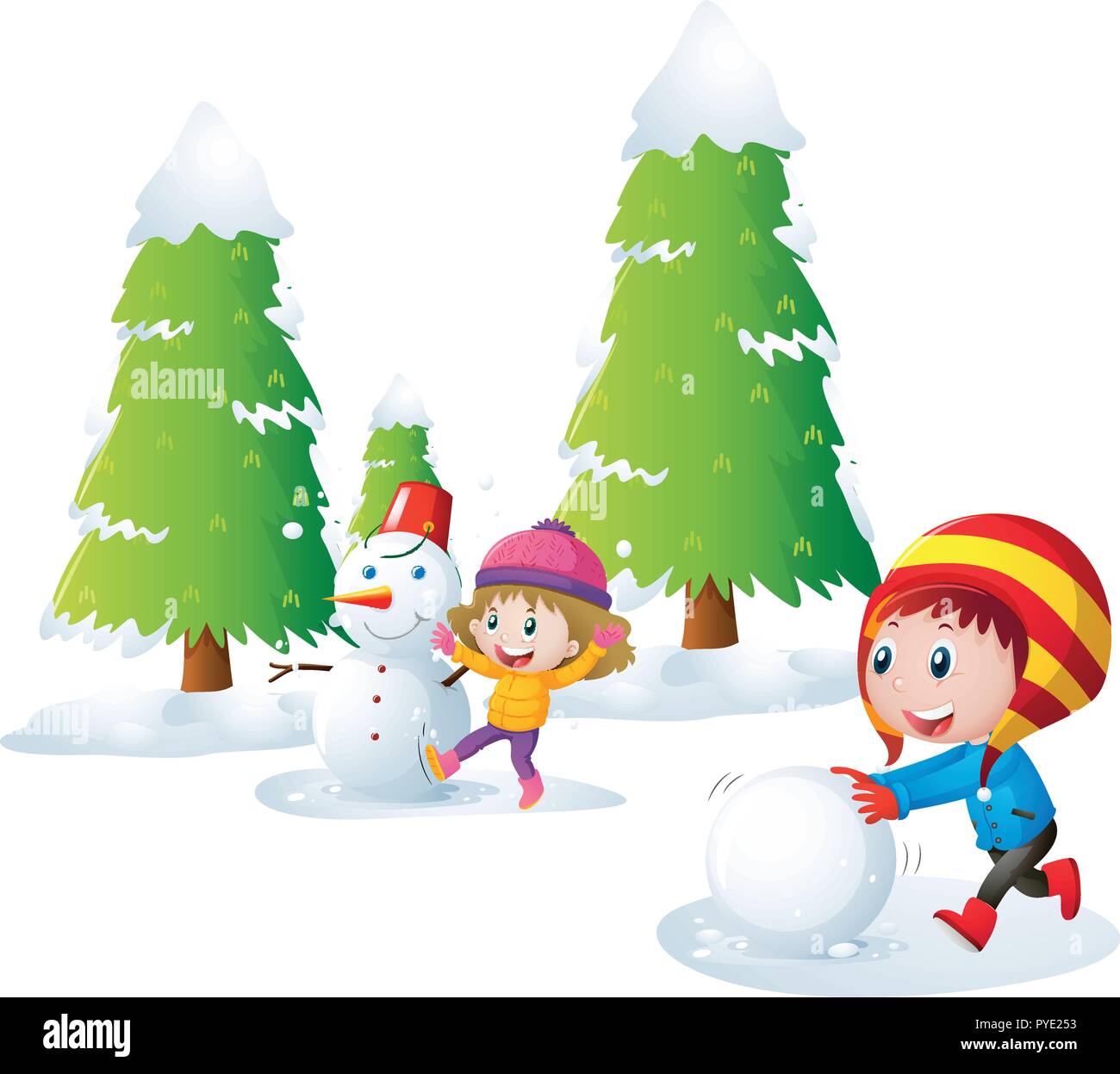 Kids playing winter weather not cold Stock Vector Images - Alamy