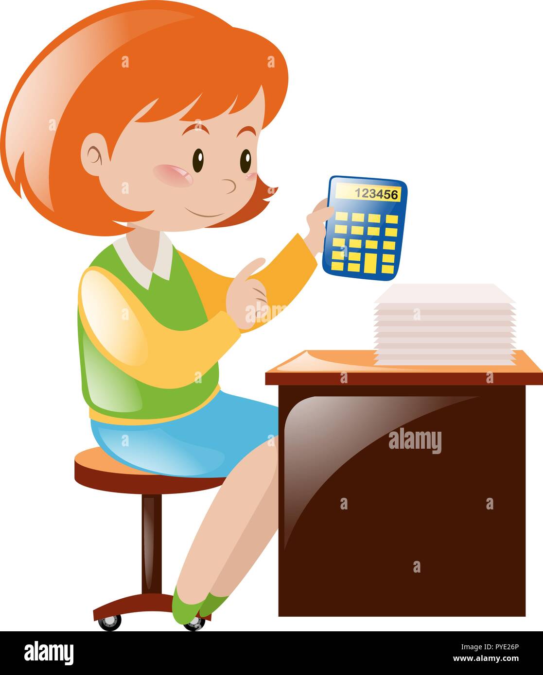 Accountant calculating numbers with calculator illustration Stock ...