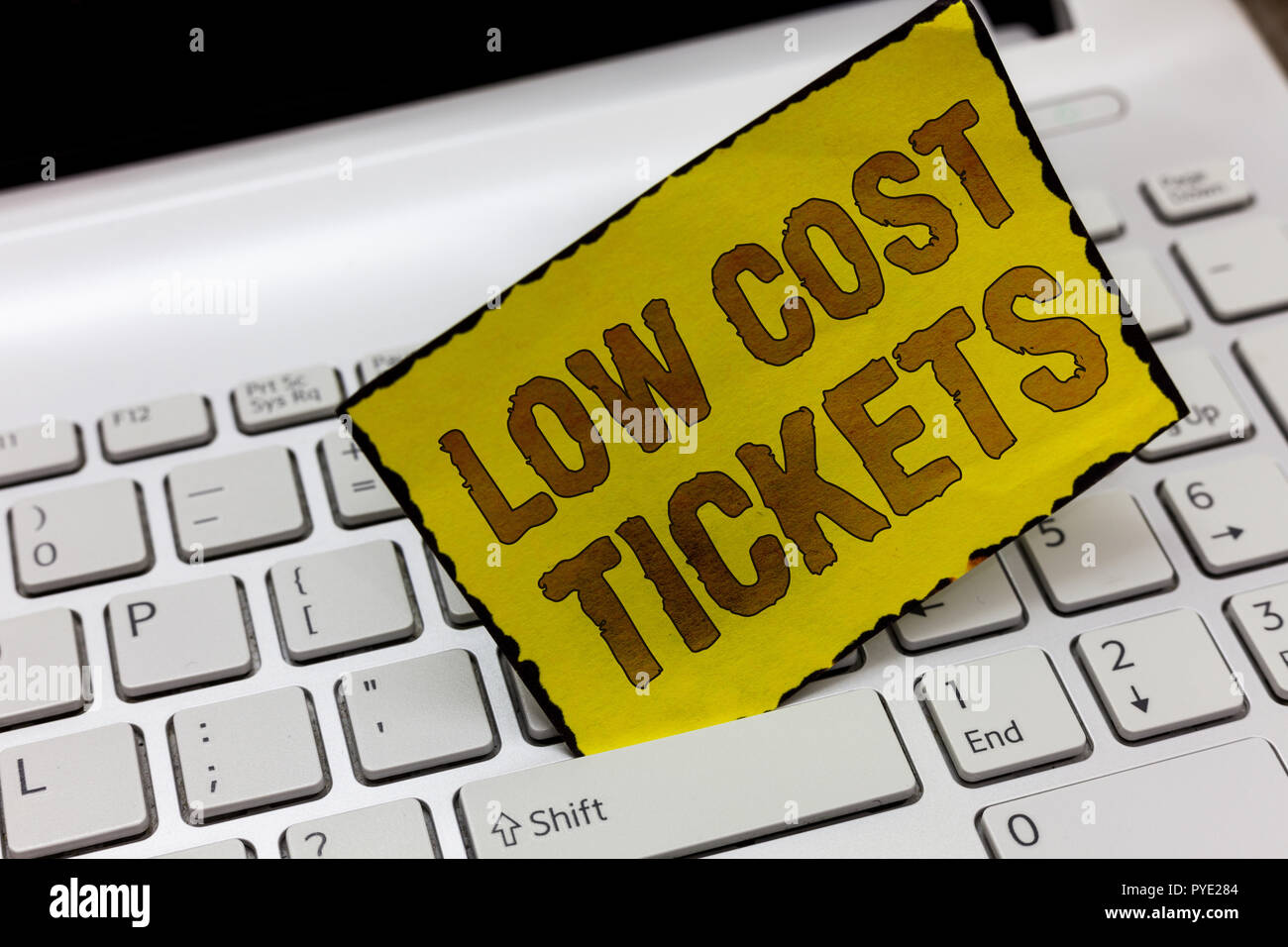 Text sign showing Low Cost Tickets. Conceptual photo small paper bought ...