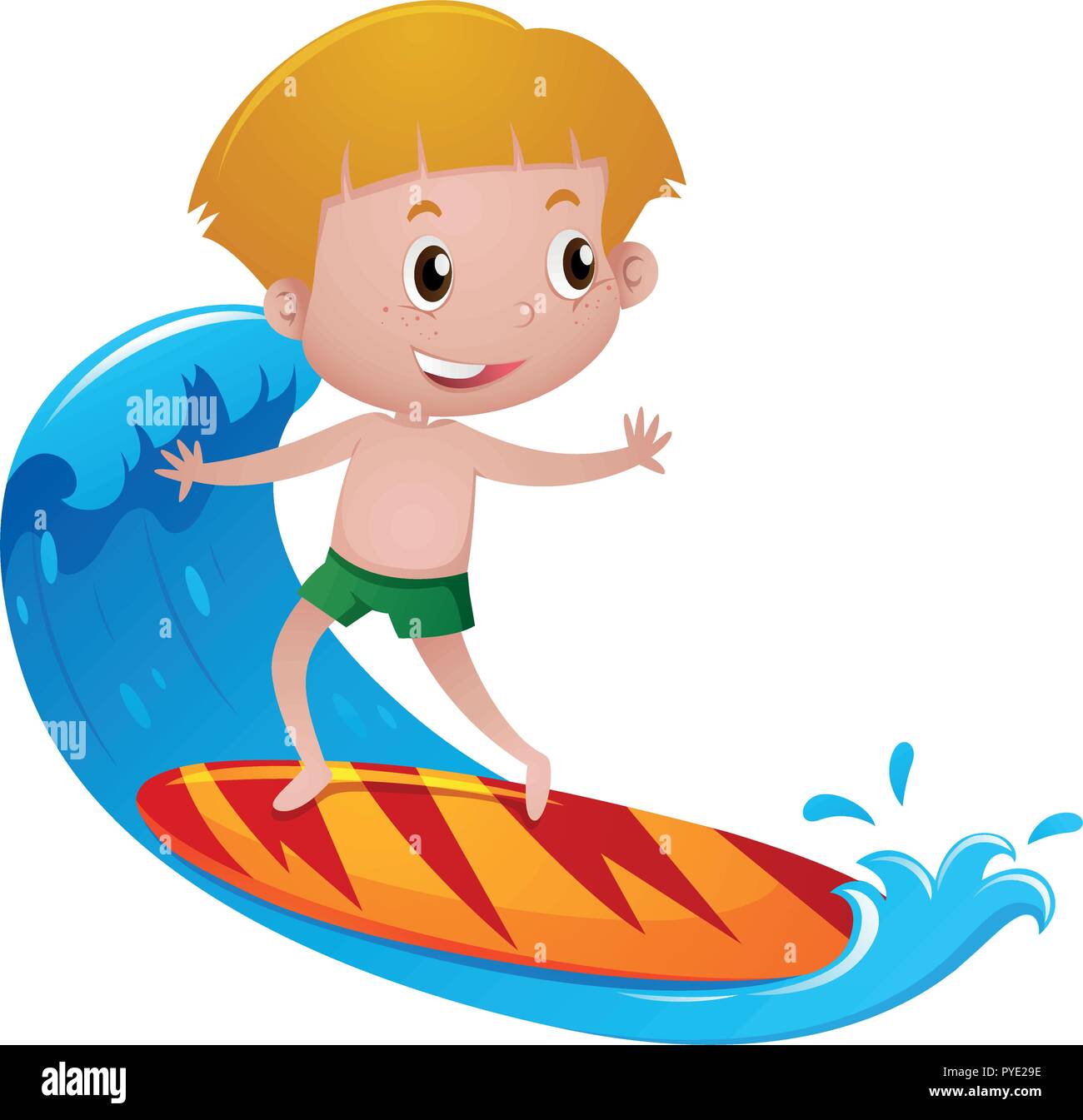 Cartoon illustration boy surfboard hi-res stock photography and images ...