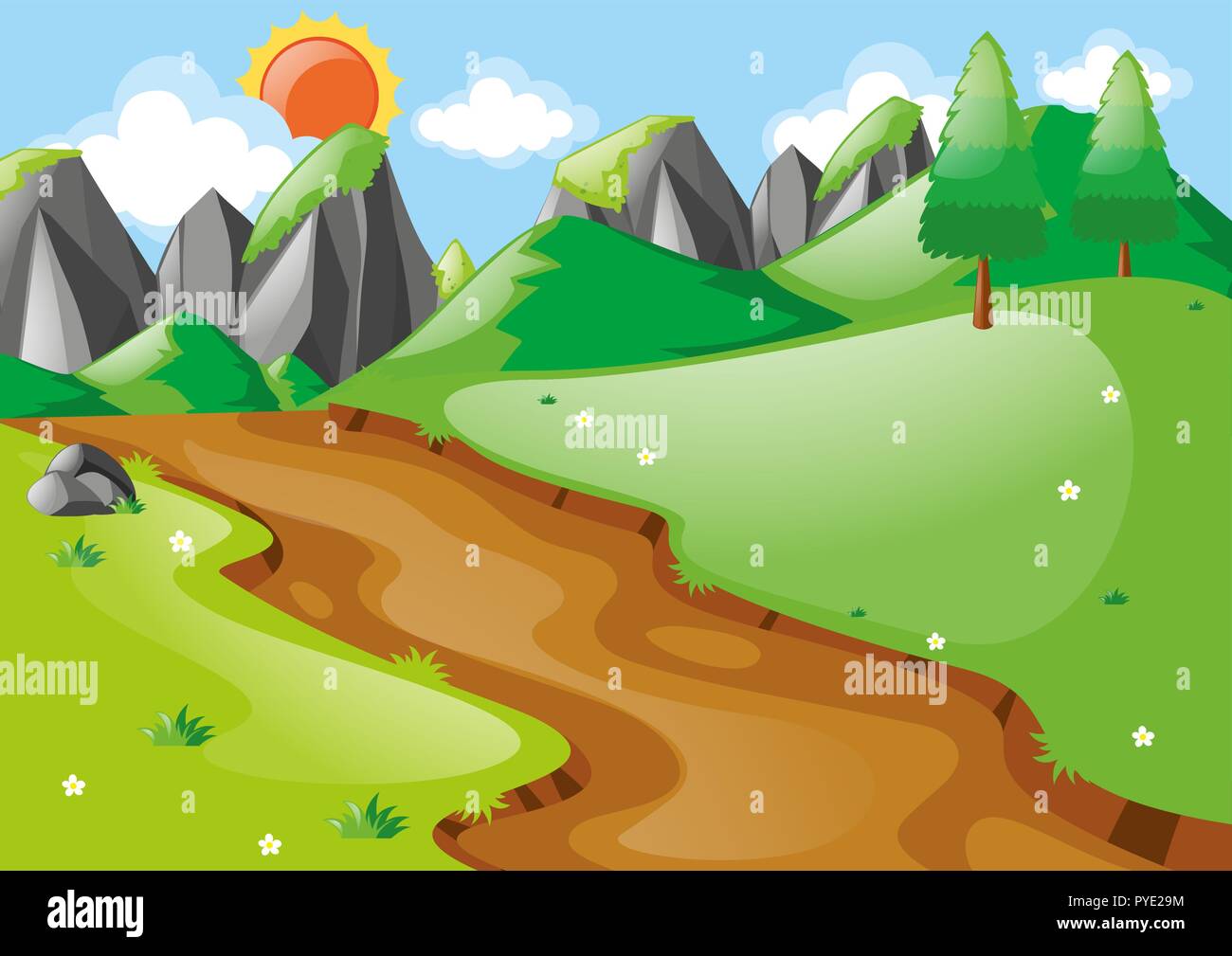 Track hill scenery Stock Vector Images - Alamy