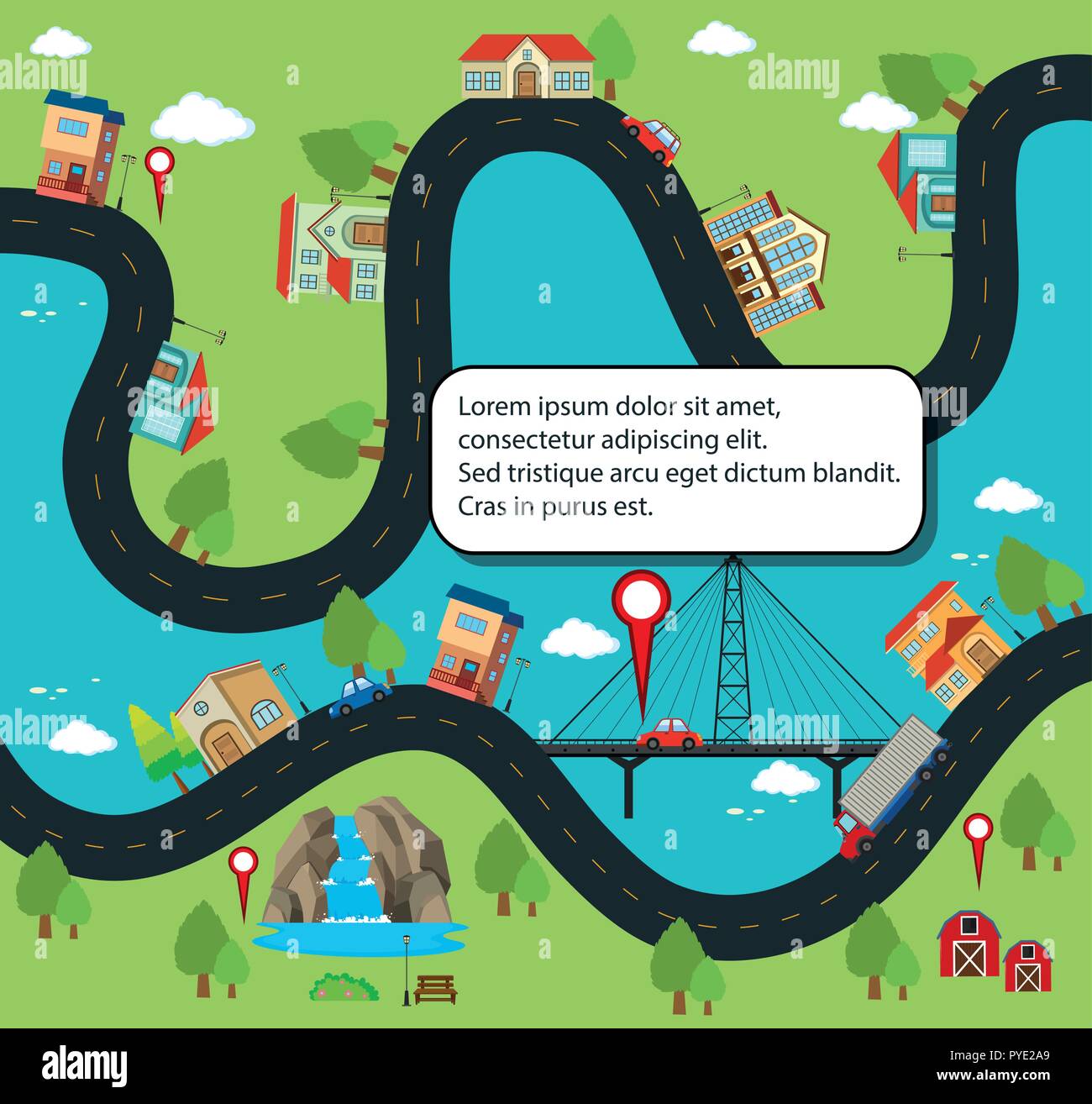 City map with buildings and roads illustration Stock Vector Image & Art ...