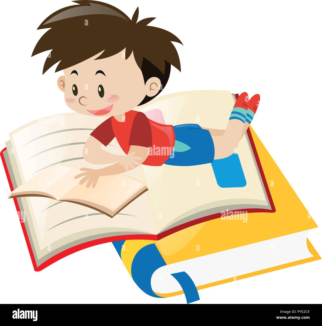 Boy reading book alone illustration Stock Vector Image & Art - Alamy