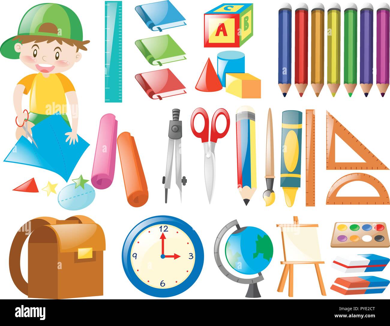Different objects for school illustration Stock Vector Image & Art - Alamy