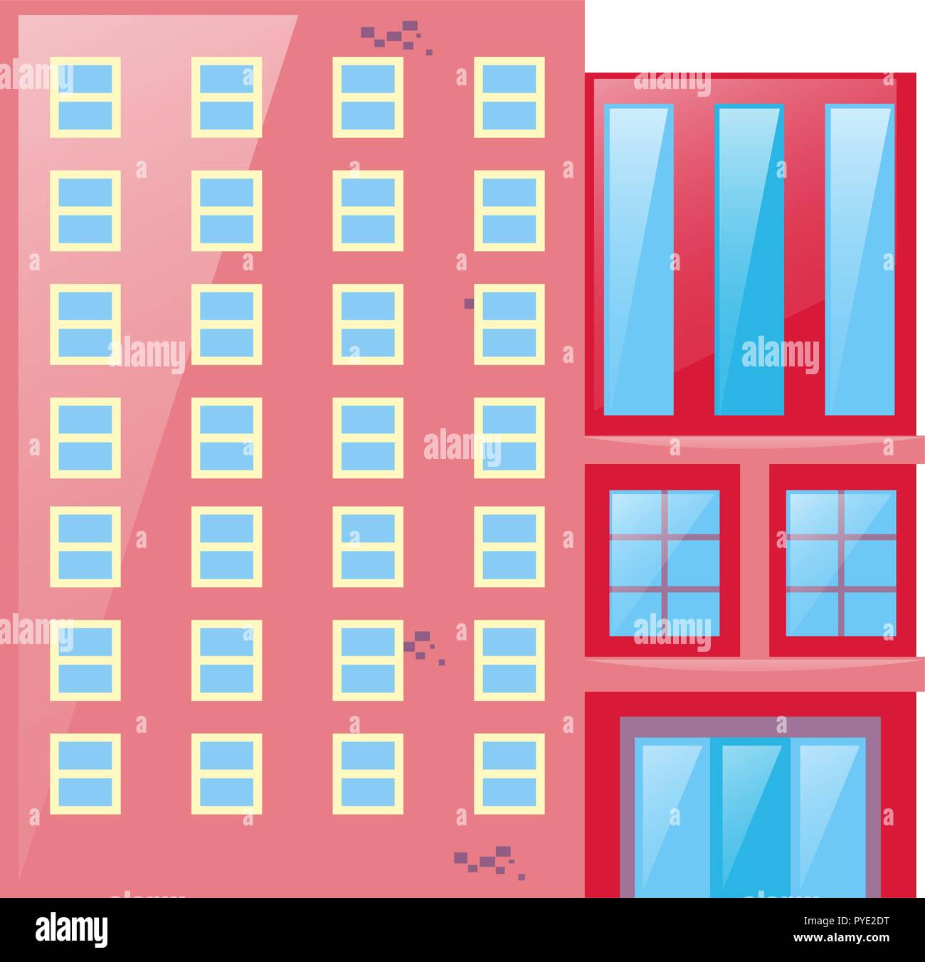 Pink building with glass windows illustration Stock Vector Image & Art ...
