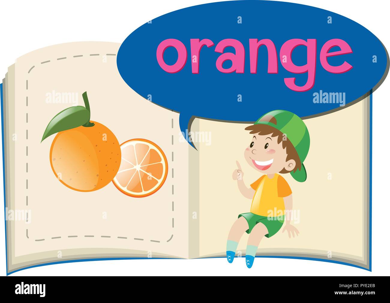 Fresh orange on children book illustration Stock Vector Image & Art - Alamy