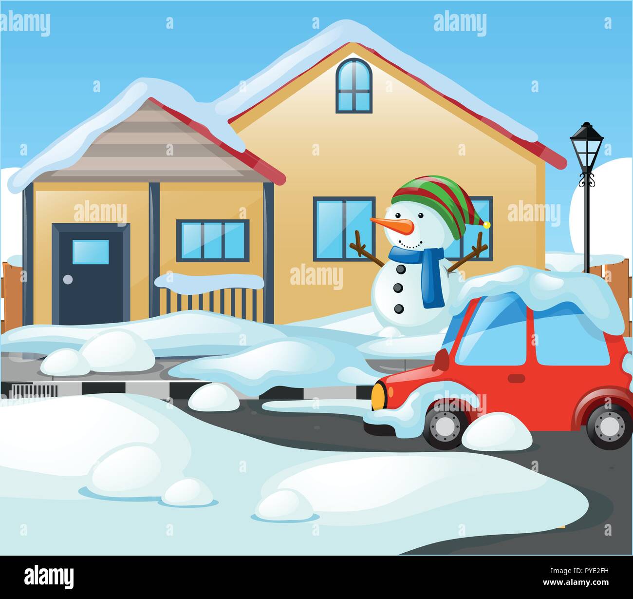 Neighborhood in winter Stock Vector Images - Alamy