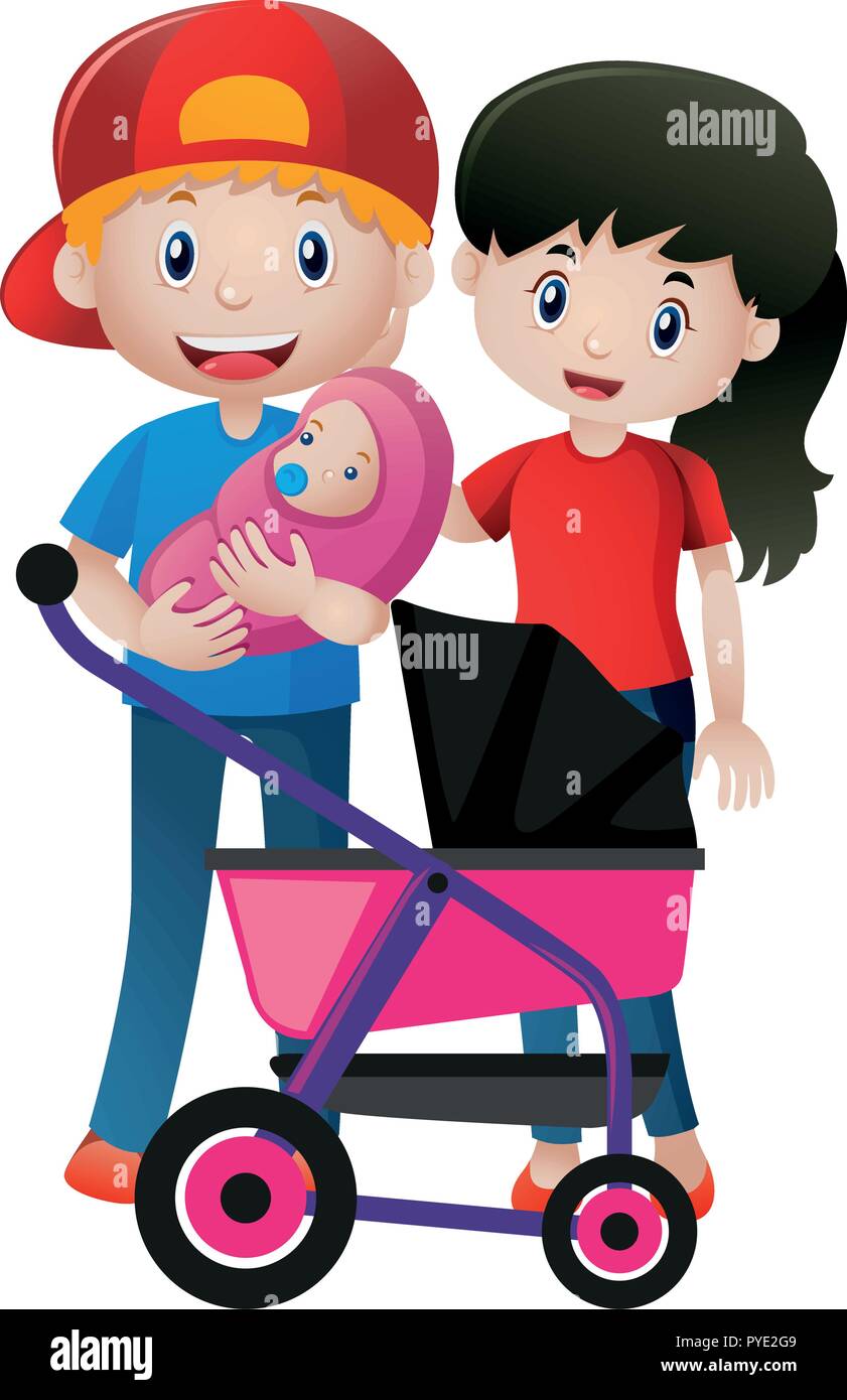 Family with newborn baby illustration Stock Vector Image & Art - Alamy