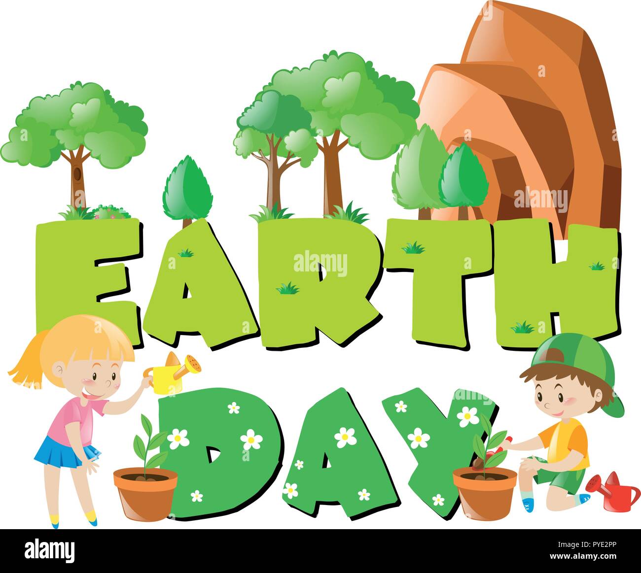 Environment day children planting Stock Vector Images - Alamy