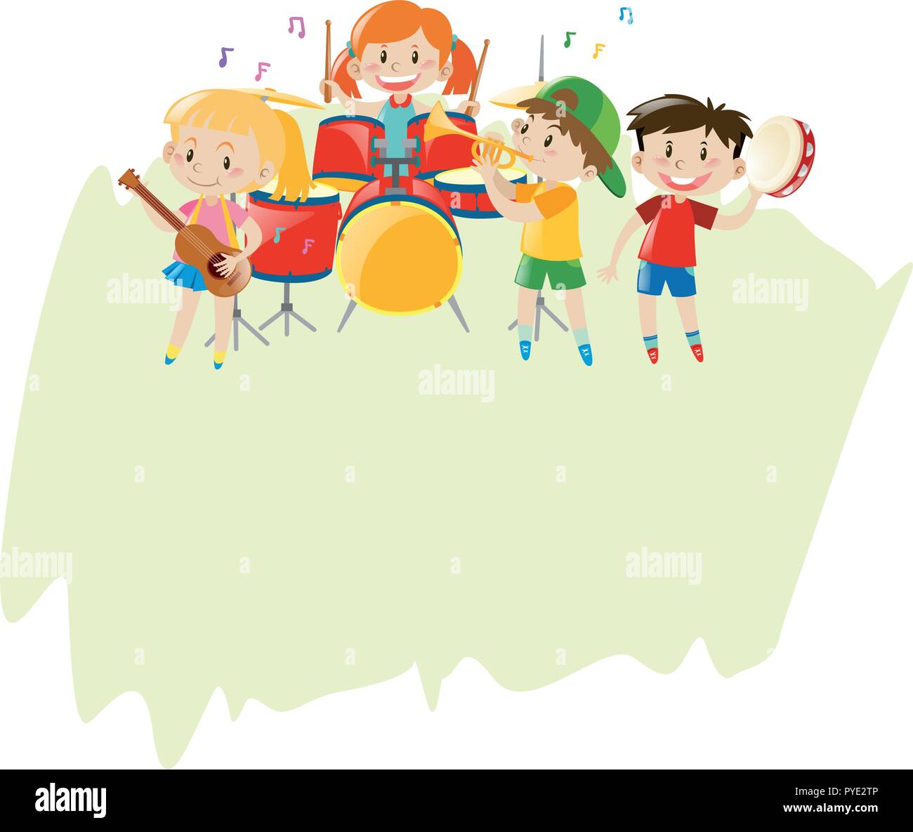 Paper template with children in the band illustration Stock Vector ...