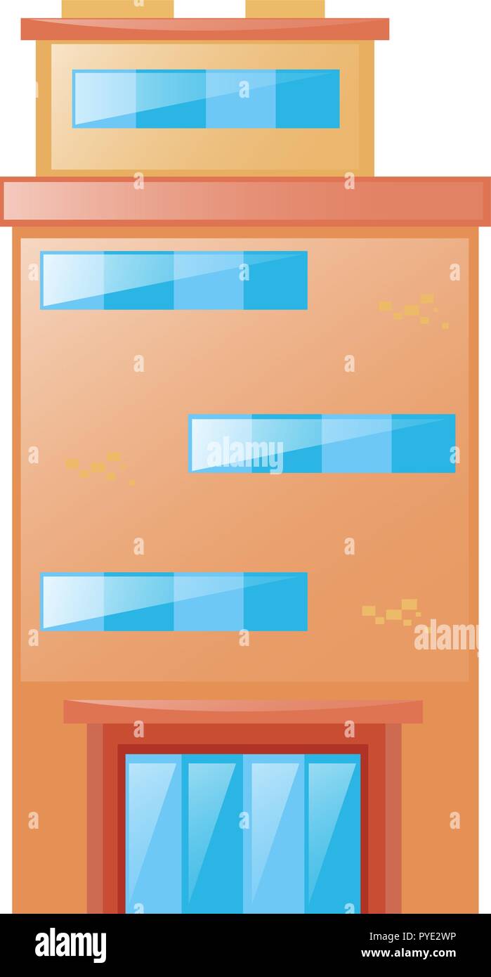 Single building with glass door and windows illustration Stock Vector ...