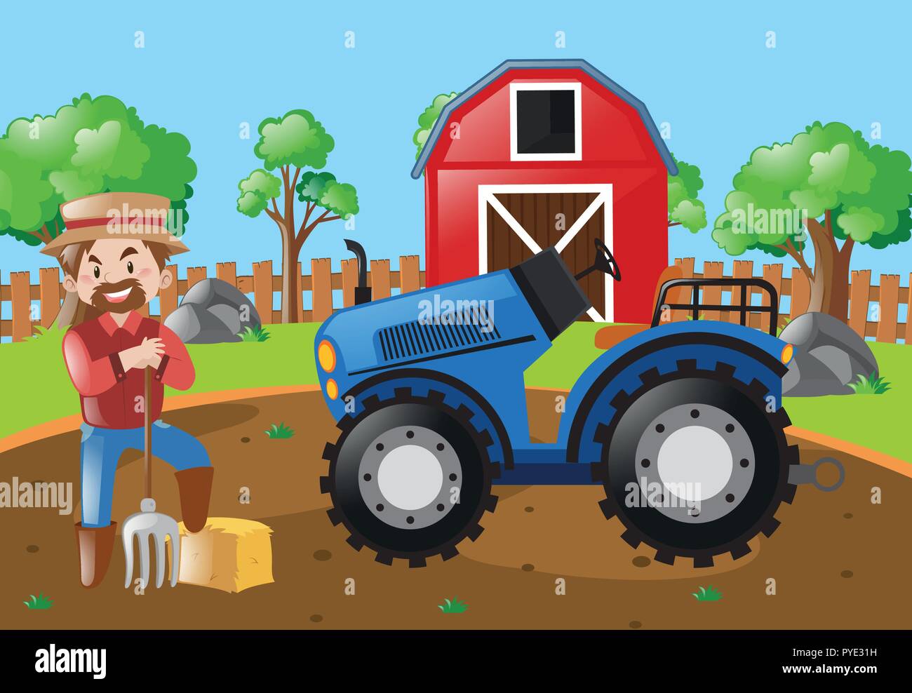 Farmer On Tractor Clipart