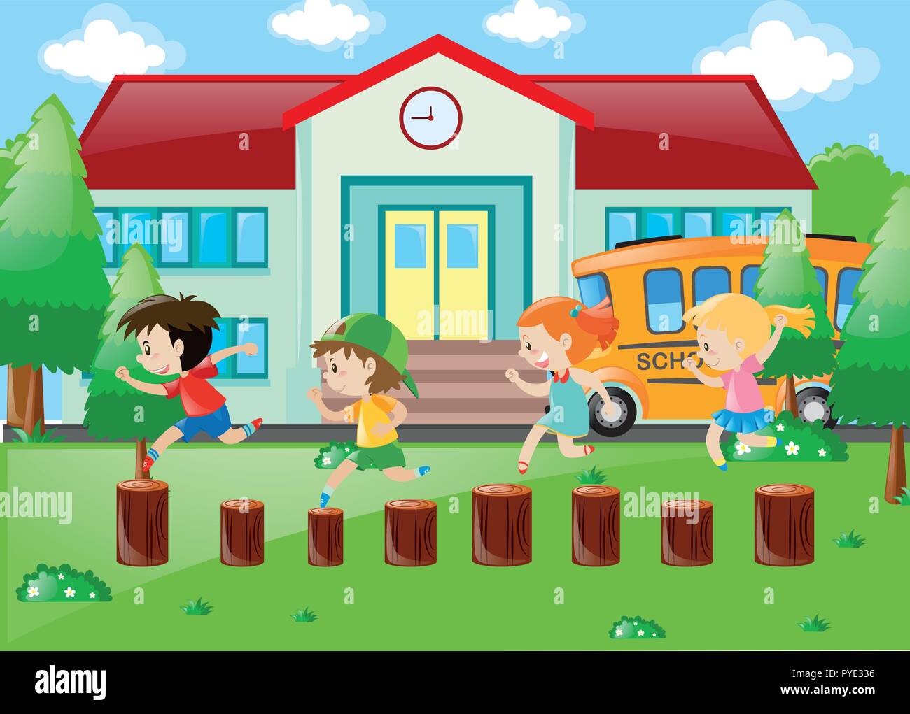 School yard Stock Vector Images - Alamy