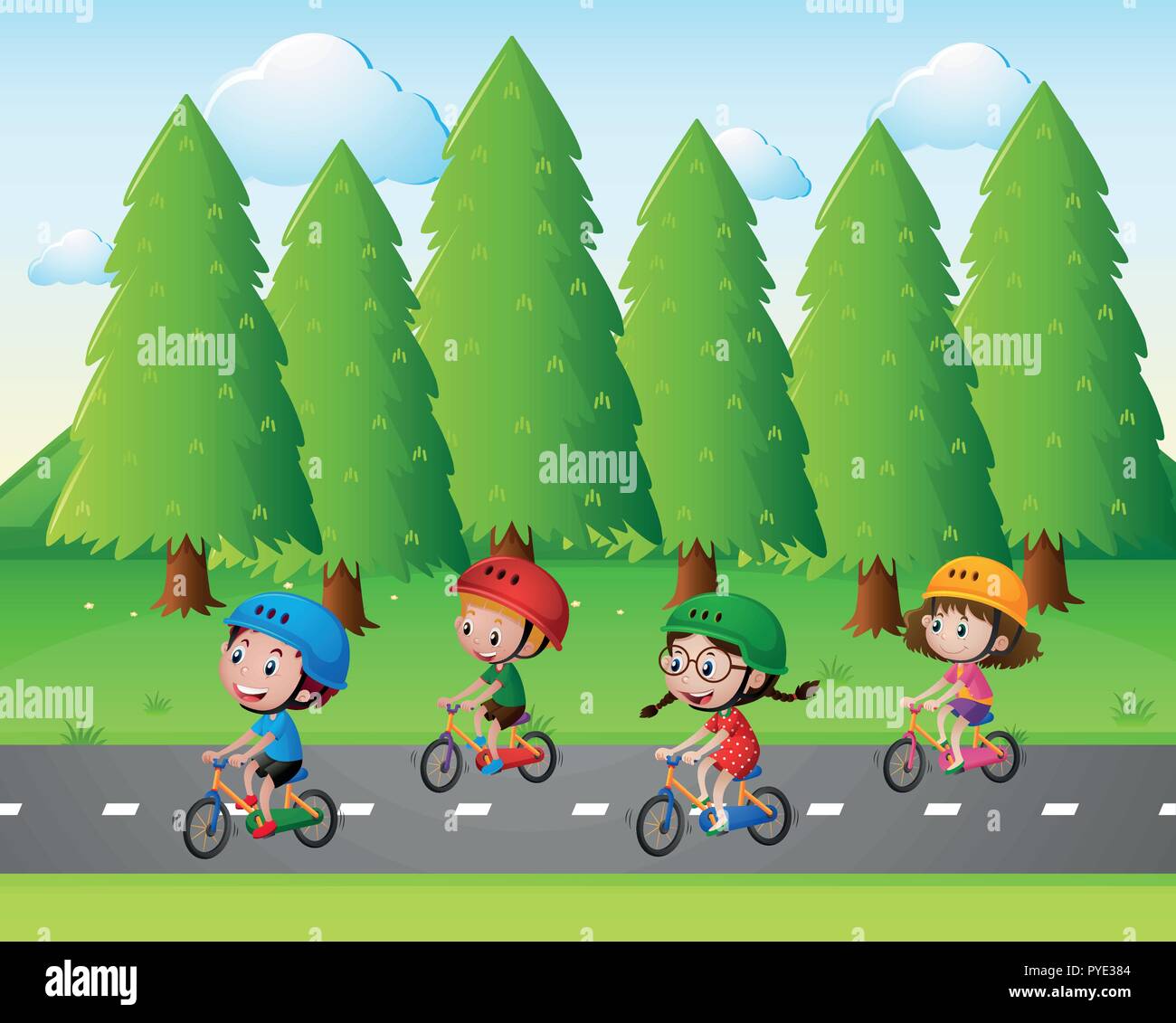 Cartoon image kid riding bicycle hi-res stock photography and images ...