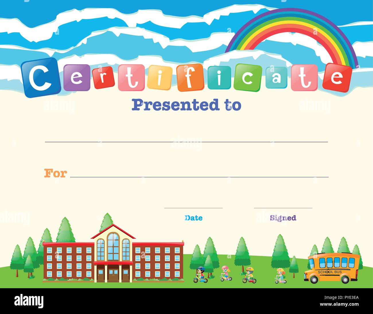 Certificate template with kids at school illustration Stock Vector ...