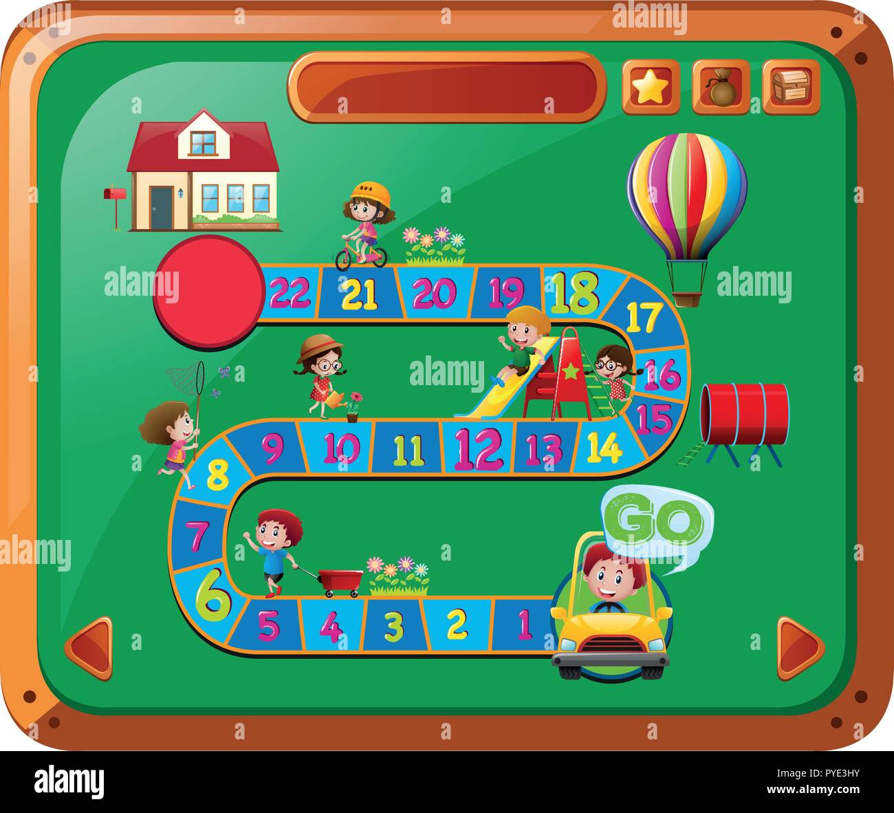 Boardgame template with kids playing illustration Stock Vector Image ...