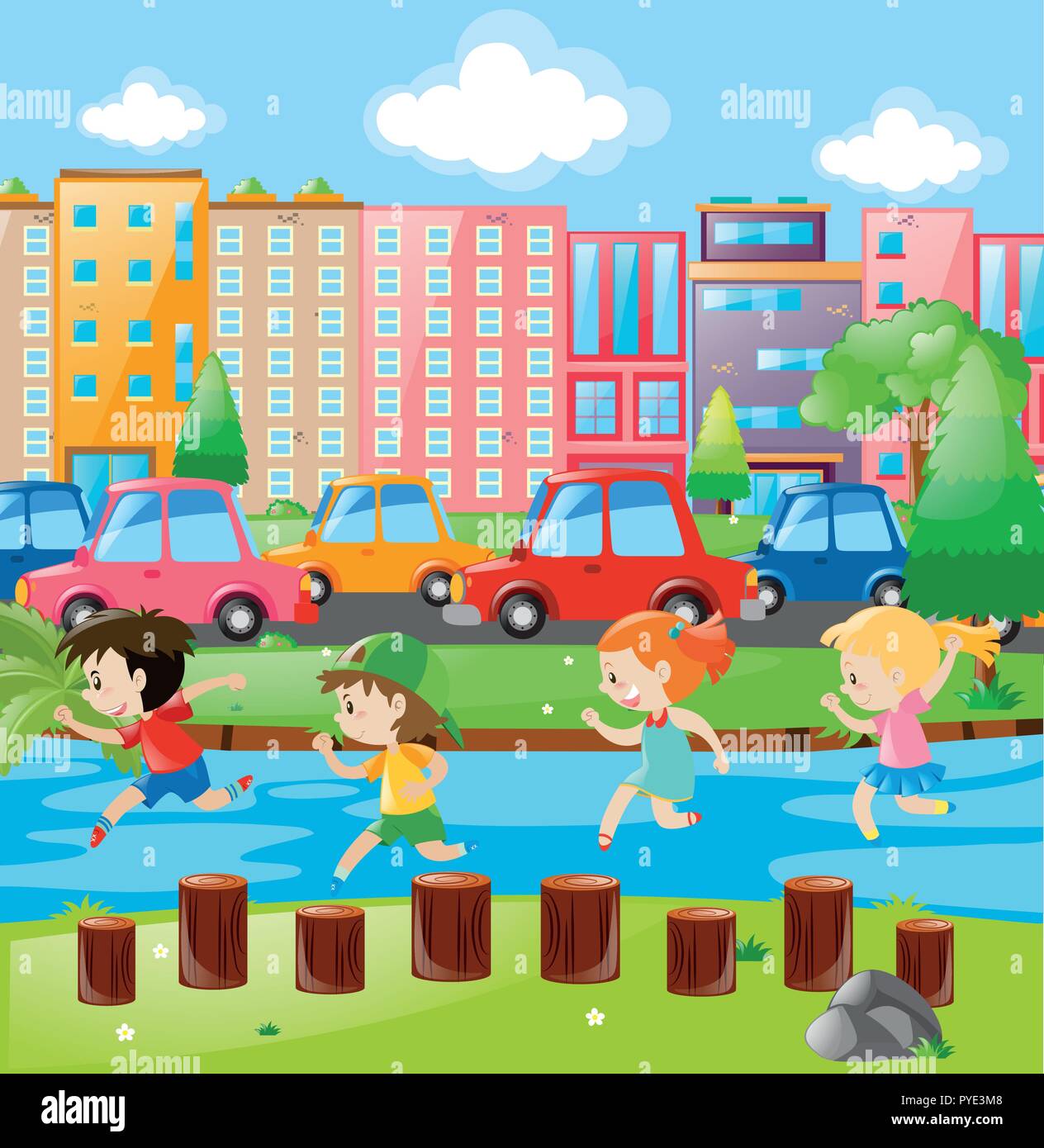 Children playing city Stock Vector Images - Alamy