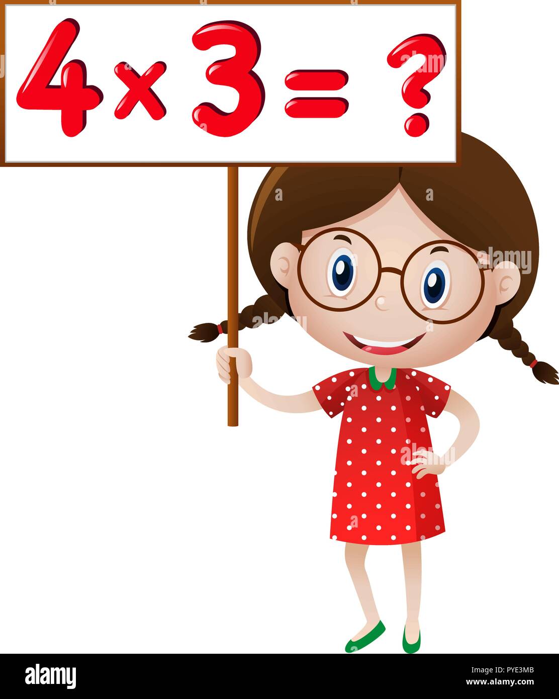 Girl holding sign with math problem illustration Stock Vector Image ...