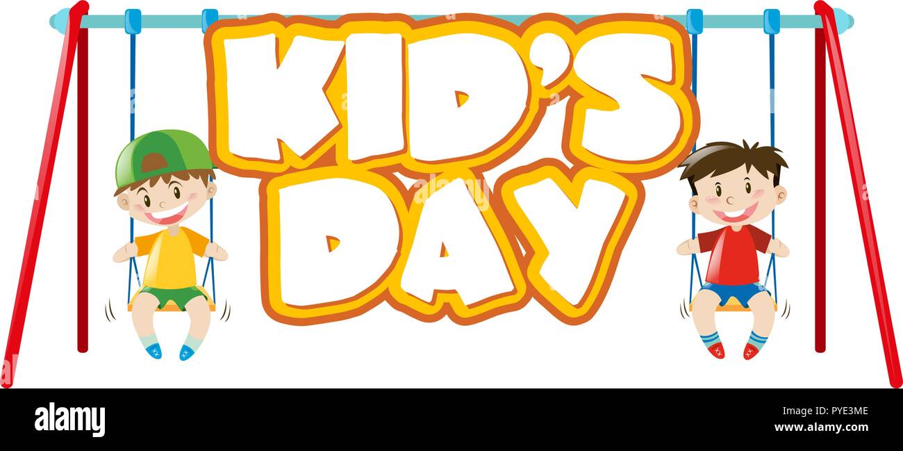 Poster design with kids on swings illustration Stock Vector Image & Art ...