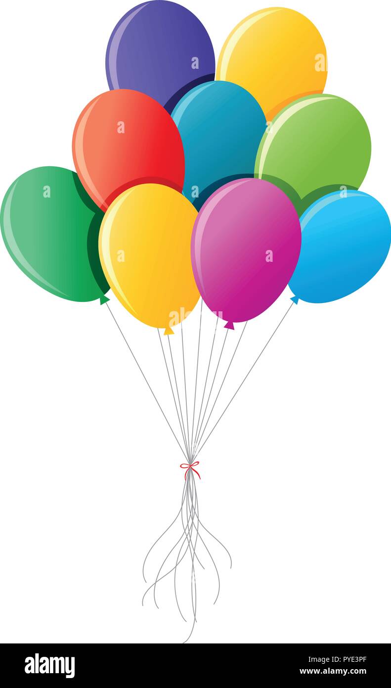 Colorful balloons tied up together illustration Stock Vector Image ...