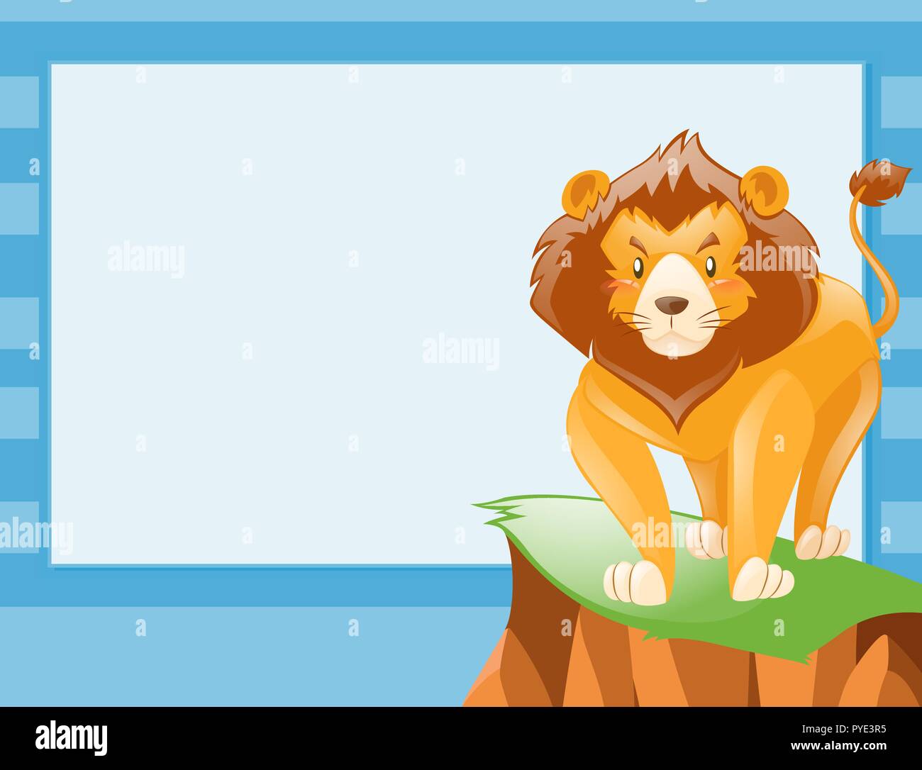 Frame design with lion on cliff illustration Stock Vector Image & Art ...