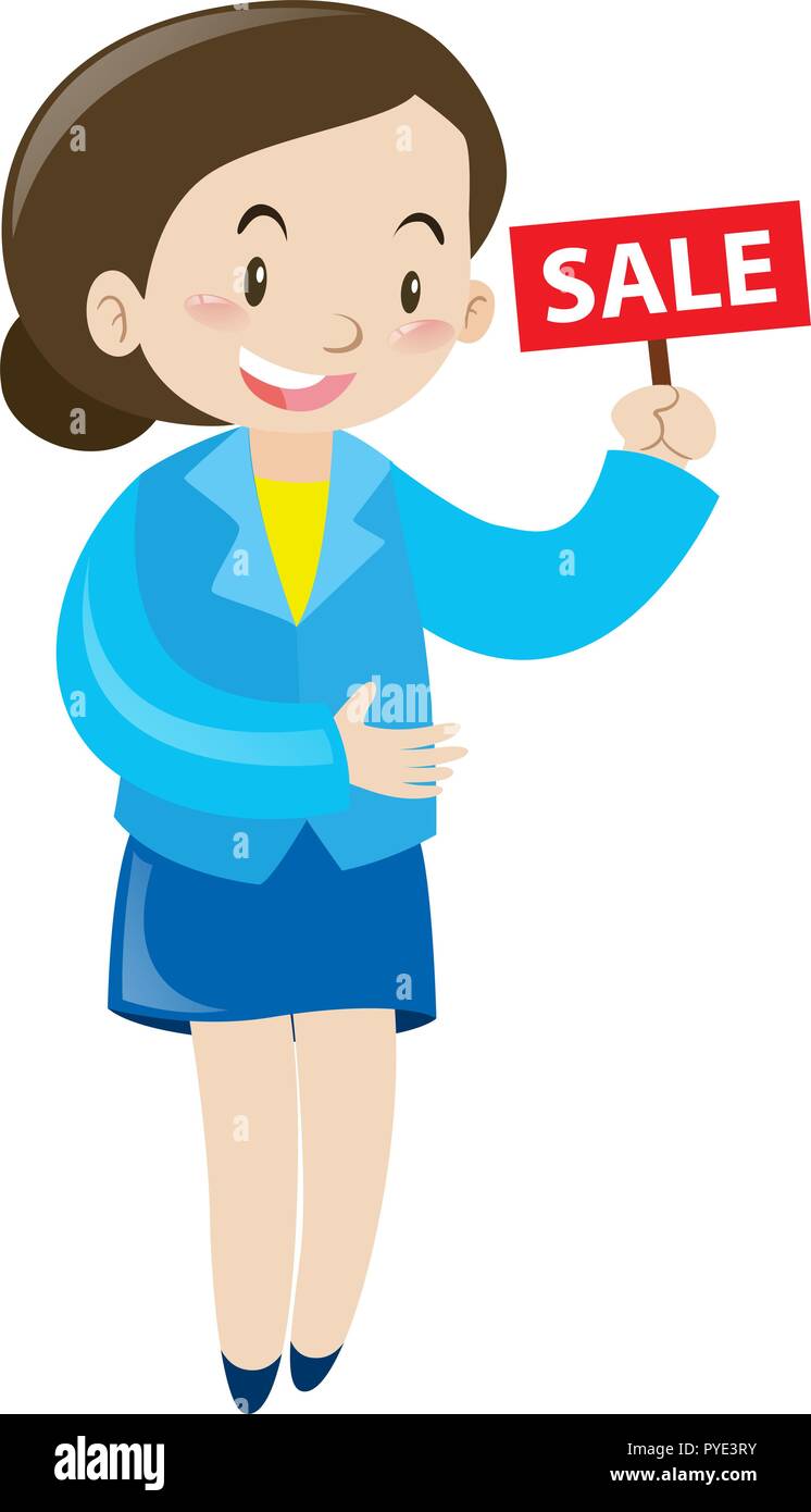 Sale woman holding sign for sale illustration Stock Vector Image & Art ...