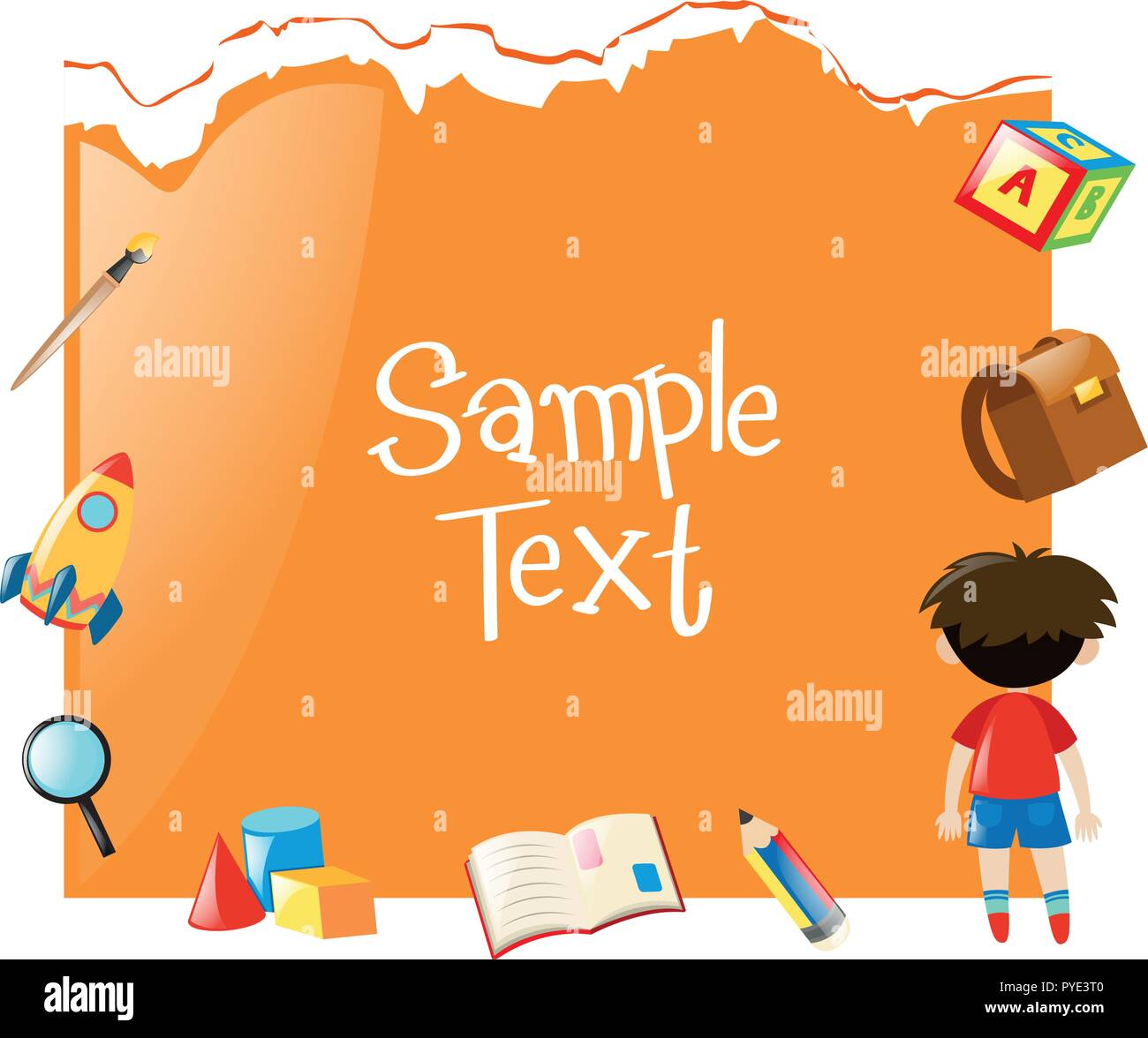 Paper template with boy and school items illustration Stock Vector ...