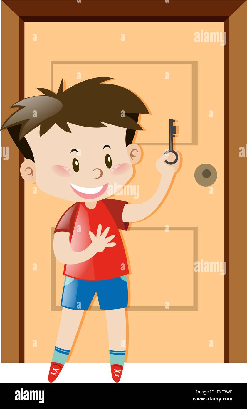 Boy Open Door Clipart