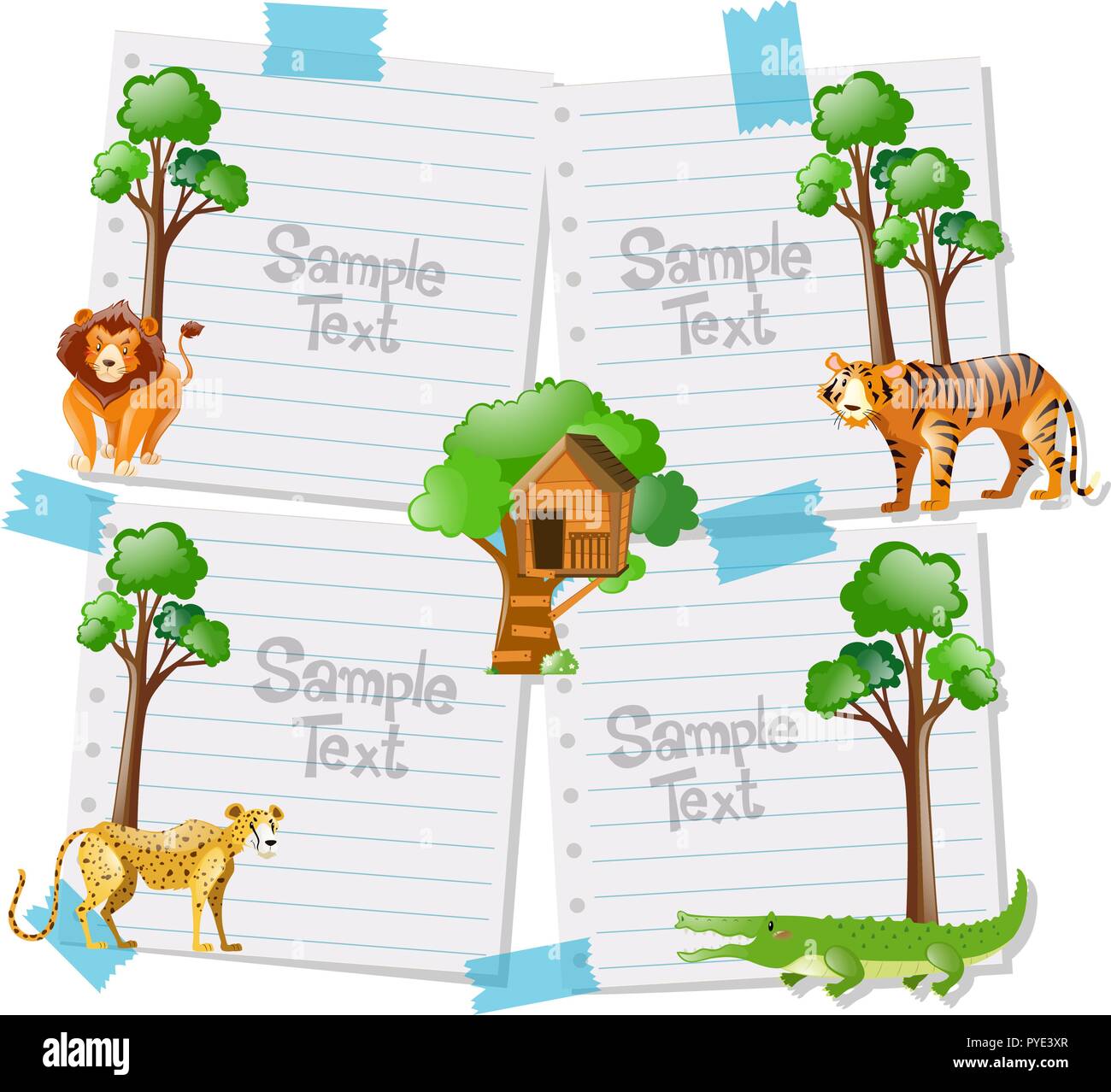 Paper template with animals in background illustration Stock Vector ...