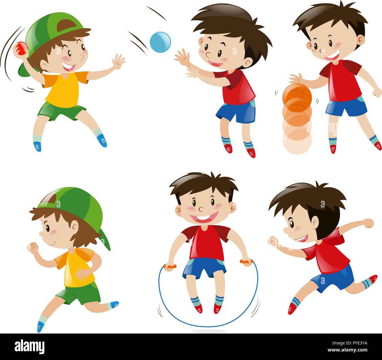 Young boy jumping rope Stock Vector Images - Alamy