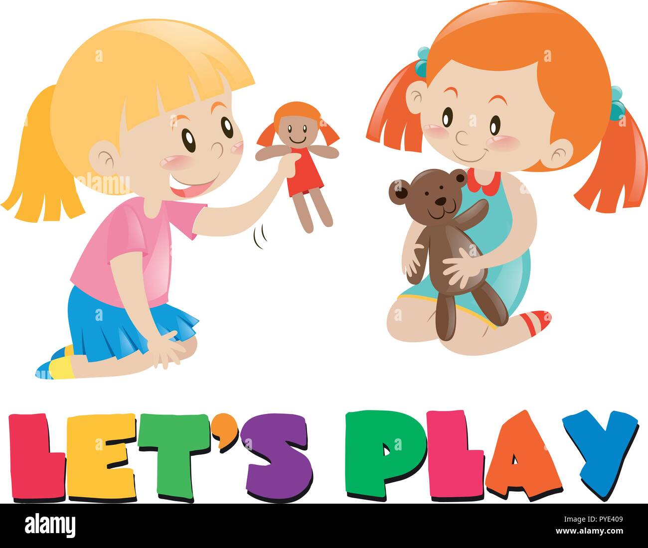 Girls Play Dolls Stock Vector Images Alamy
