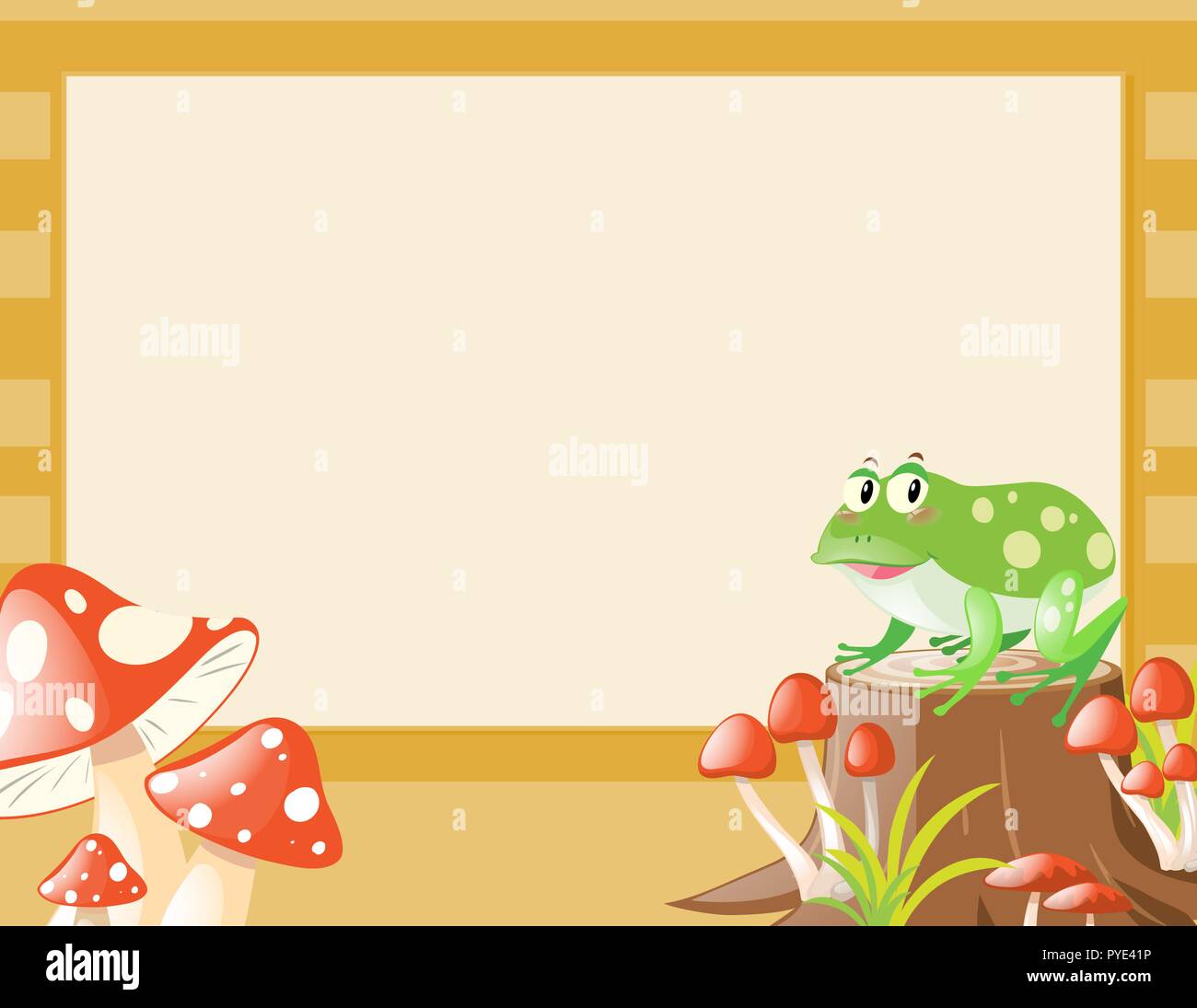 Border template with frog and mushroom illustration Stock Vector Image ...