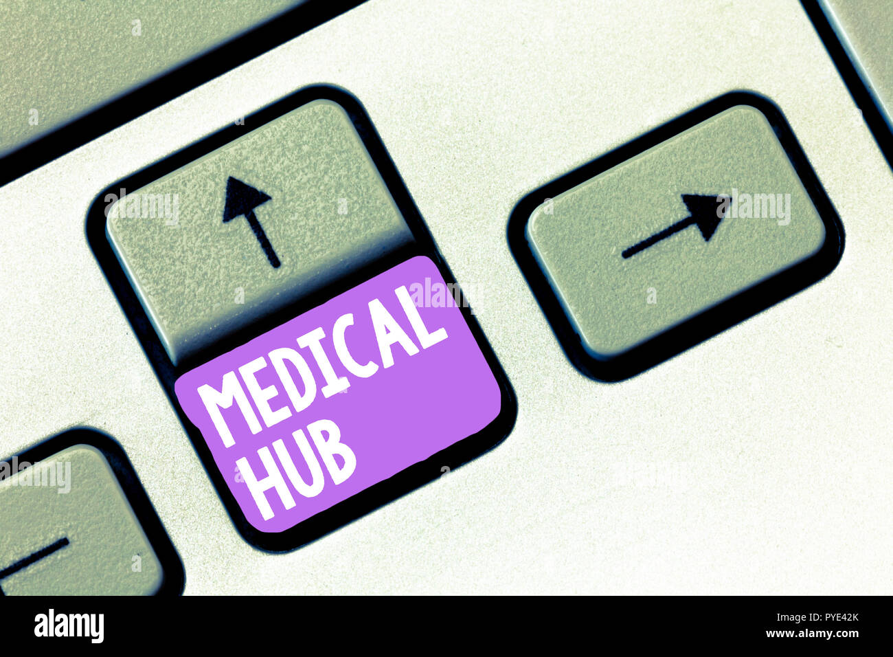 Handwriting text Medical Hub. Concept meaning Common connection point ...