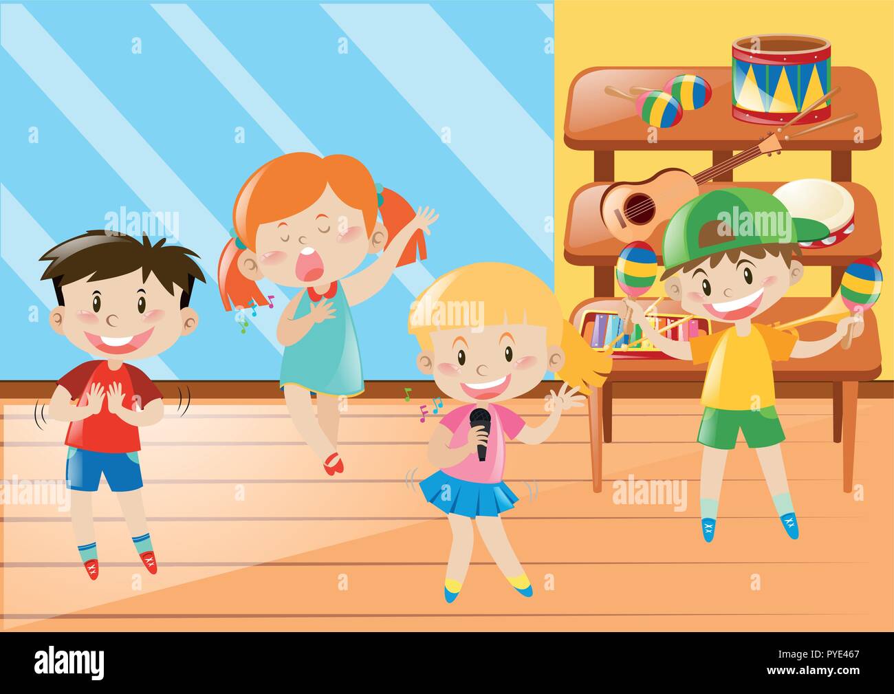 Boy and girl in music class illustration Stock Vector Image & Art - Alamy